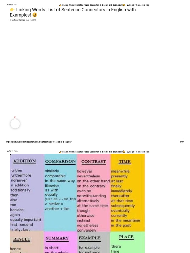 ? Linking Words - List of Sentence Connectors in English With Examples ...