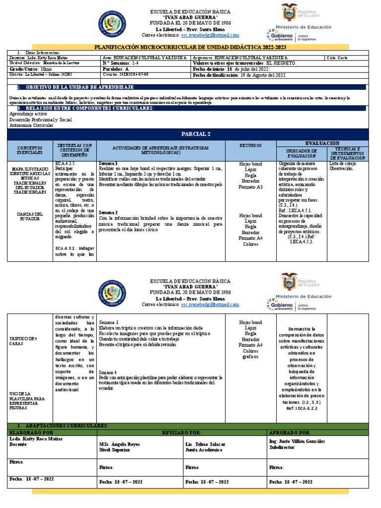 Planificación Eca 9no | PDF | Evaluación | Aprendizaje