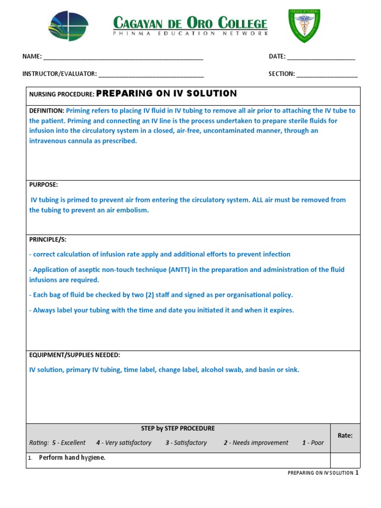 Preparing Iv Solution With Rationale | PDF | Intravenous Therapy ...