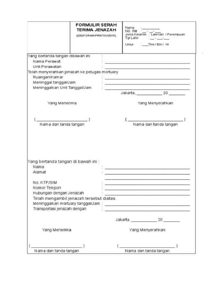 Formulir Jenazah | PDF