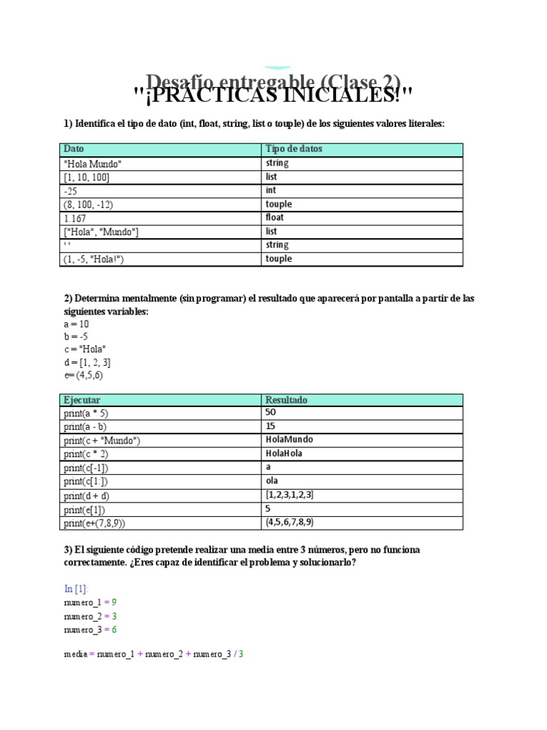 Desafío Entregable - Clase 2 | PDF | Programación de computadoras | Informática
