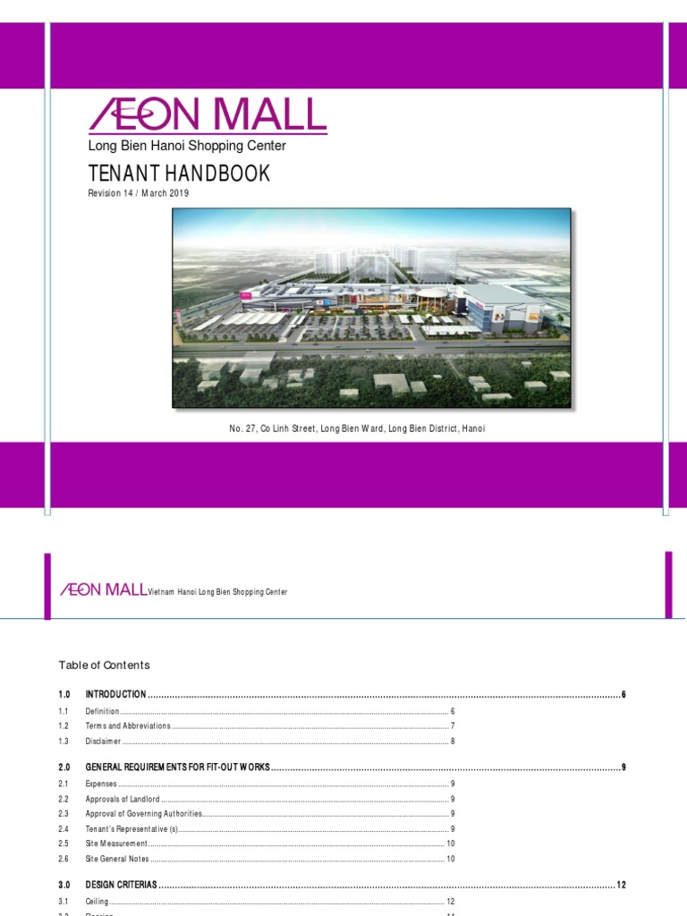 Hanoi Shopping Center Tenant Handbook | PDF | Wall | Leasehold Estate