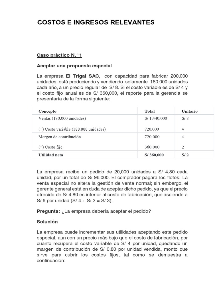 9-10 Costos e Ingresos Relevantes | PDF | Costo | Business