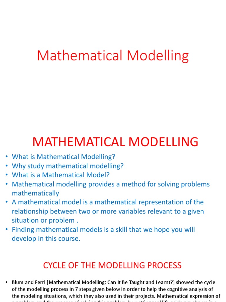 Mthed 53 Mathematical Modelling Pdf Logarithm Mathematical Model