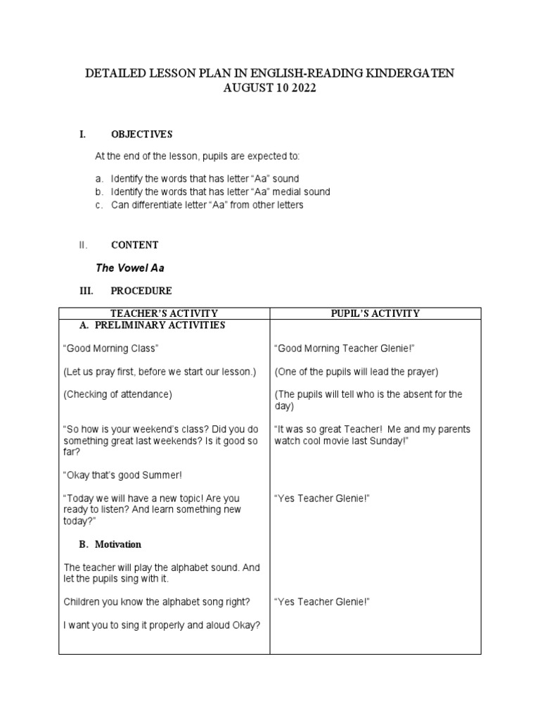 Detailed Lesson Plan in English | PDF | Lesson Plan | Learning