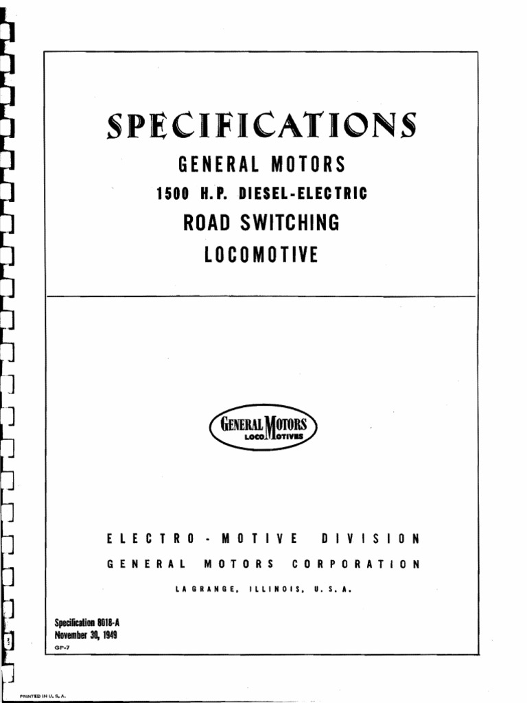 GP-7 Locomotive Specifications Manual | PDF | Electric Motor | Pump