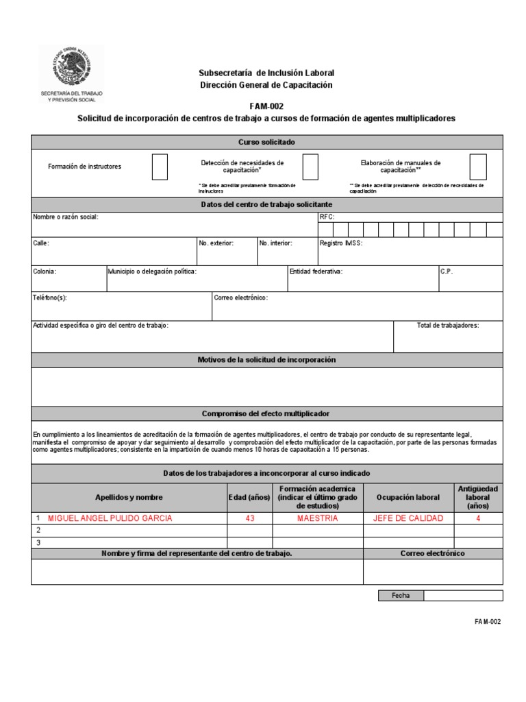 FAM-002 Centros de Trabajo Abierto | PDF