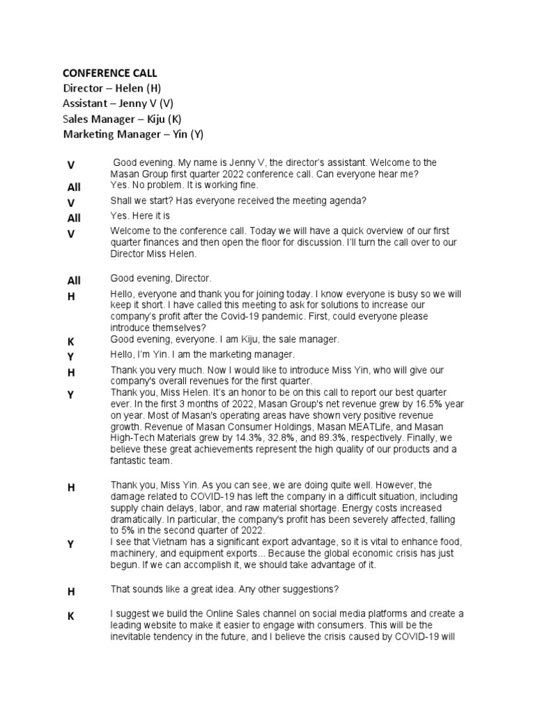 Masan Group Conference Call Script | PDF | Business | Economies