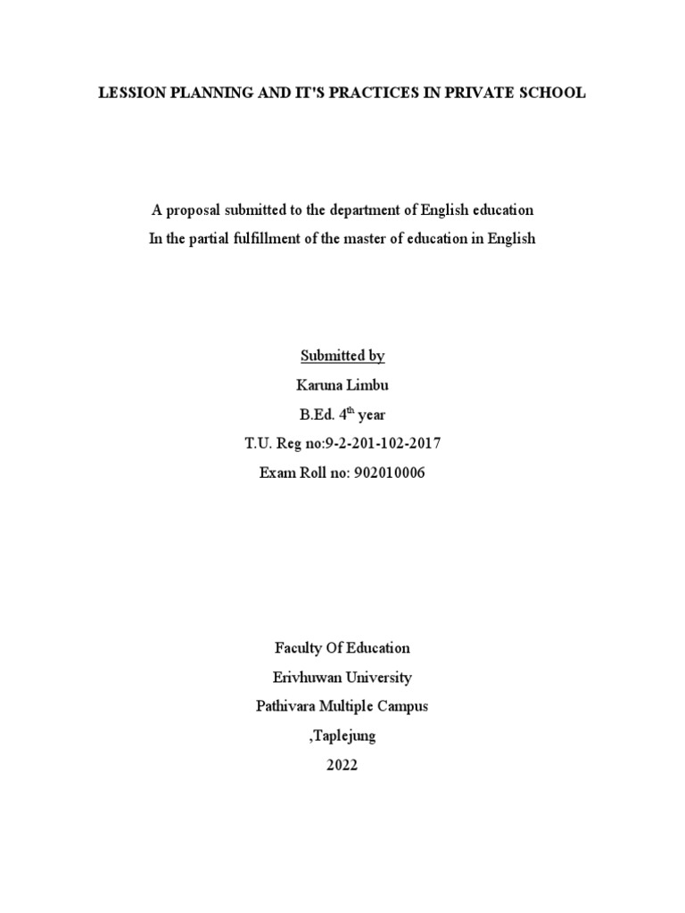 Lession Planning and It'S Practices in Private School | Download Free ...