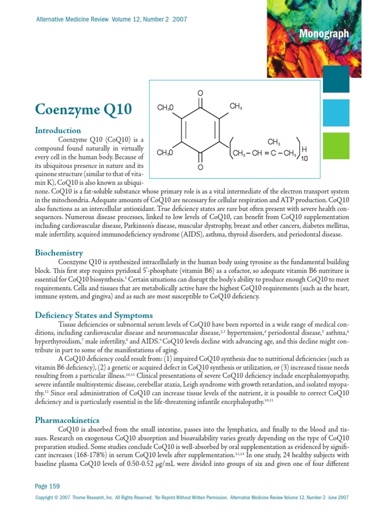 Coenzyme Q-10 Monograph Update | PDF | Statin | Metastasis