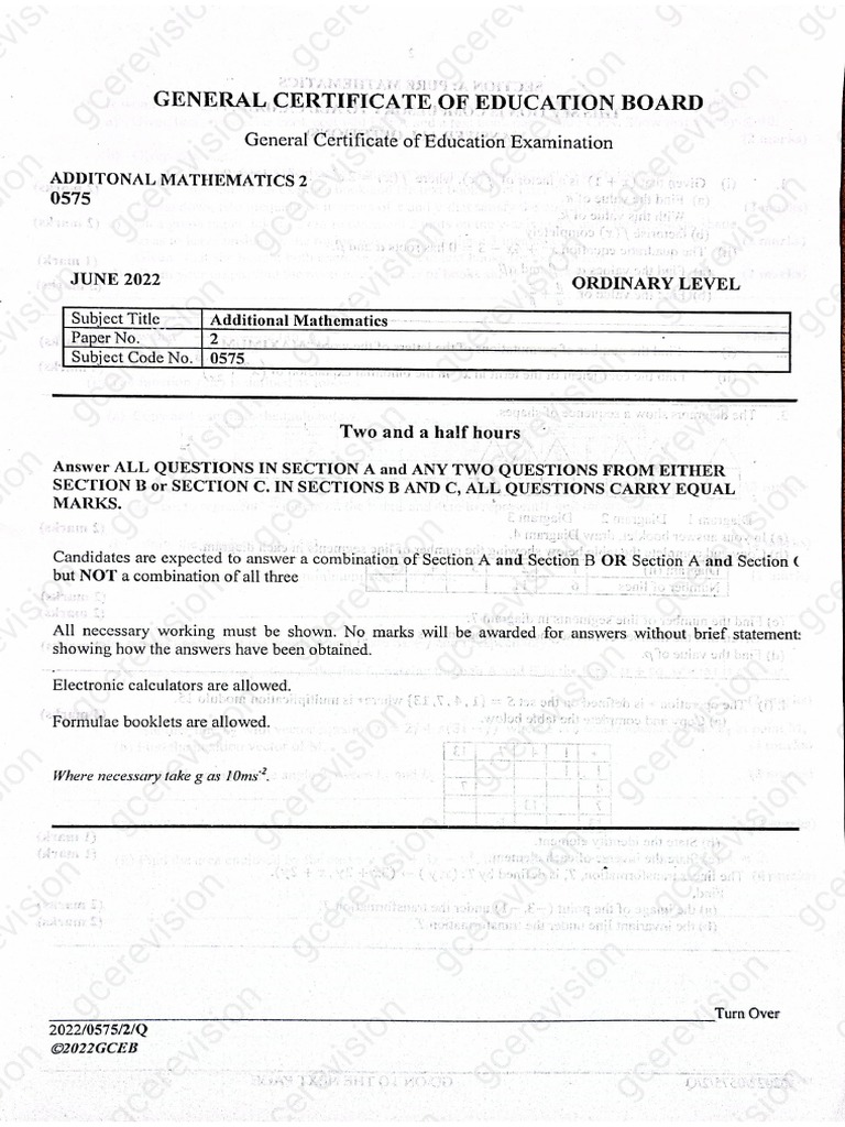 Ol 2022 Add Maths P2 | PDF Ol 2022 Add Maths P2 | PDF