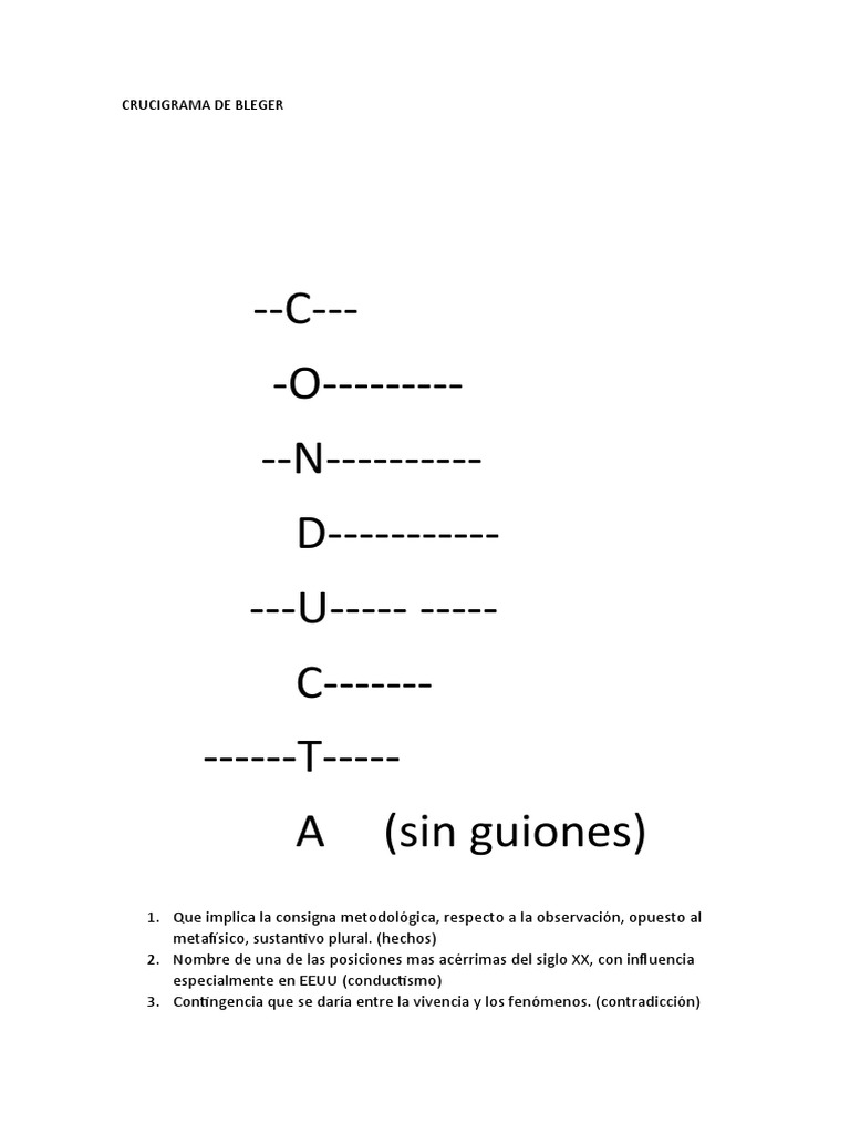 Rsolución Crucigrama Sobre Bleger | PDF