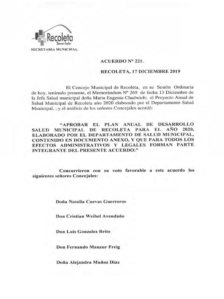 Plan de Salud 2020 Recoleta | PDF