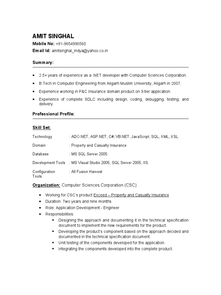 Amit Singhal - Resume | PDF | Microsoft Visual Studio | Computing