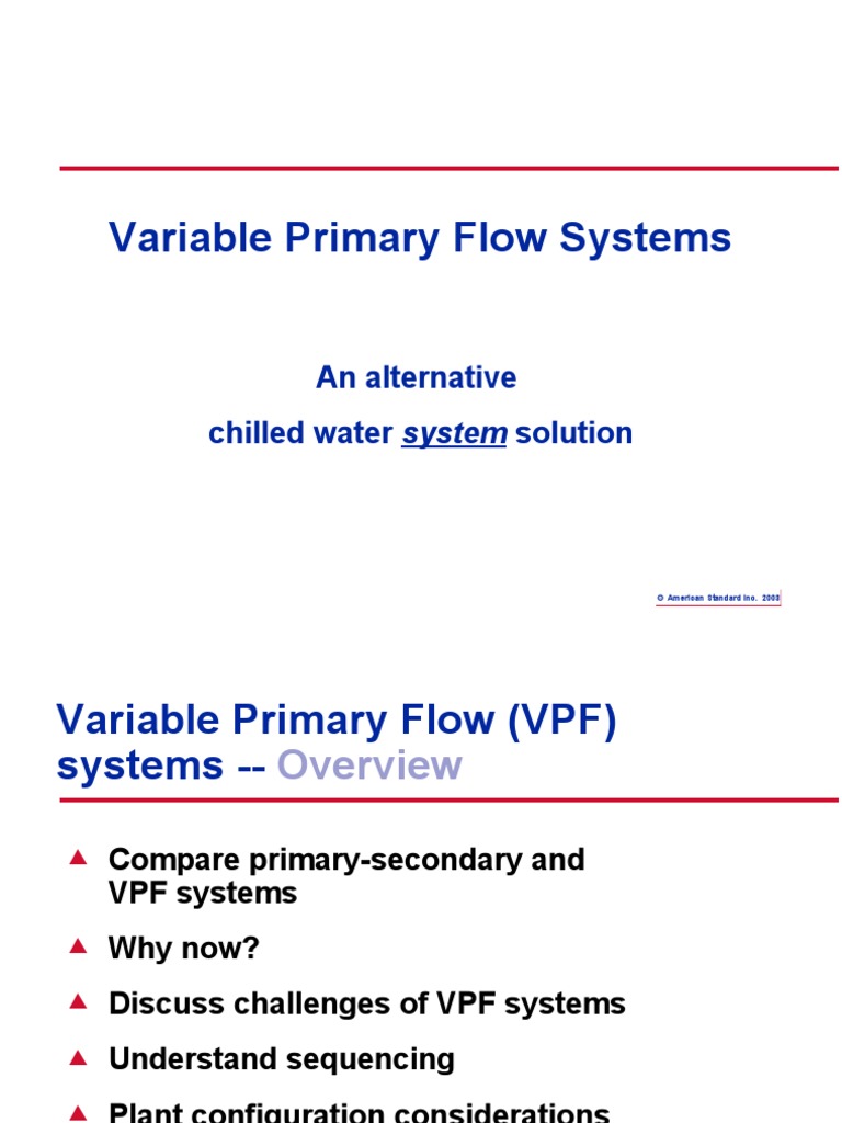 Variable Primary Flow Systems: An Alternative Chilled Water System Solution | PDF | Pump | Flow ...