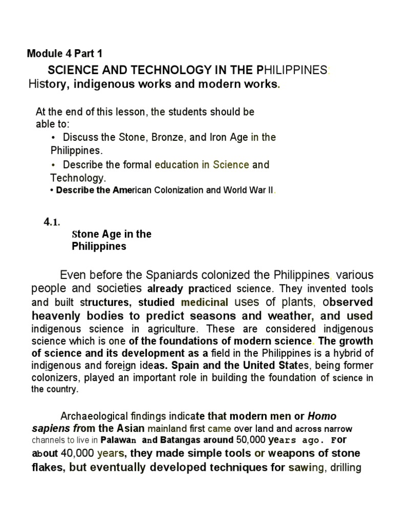Module 4 Science and Technology in The Phi | PDF | Science | Philippines