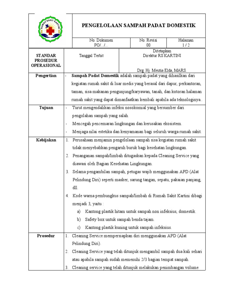 SOP Pengelolaan Limbah Domestik | PDF