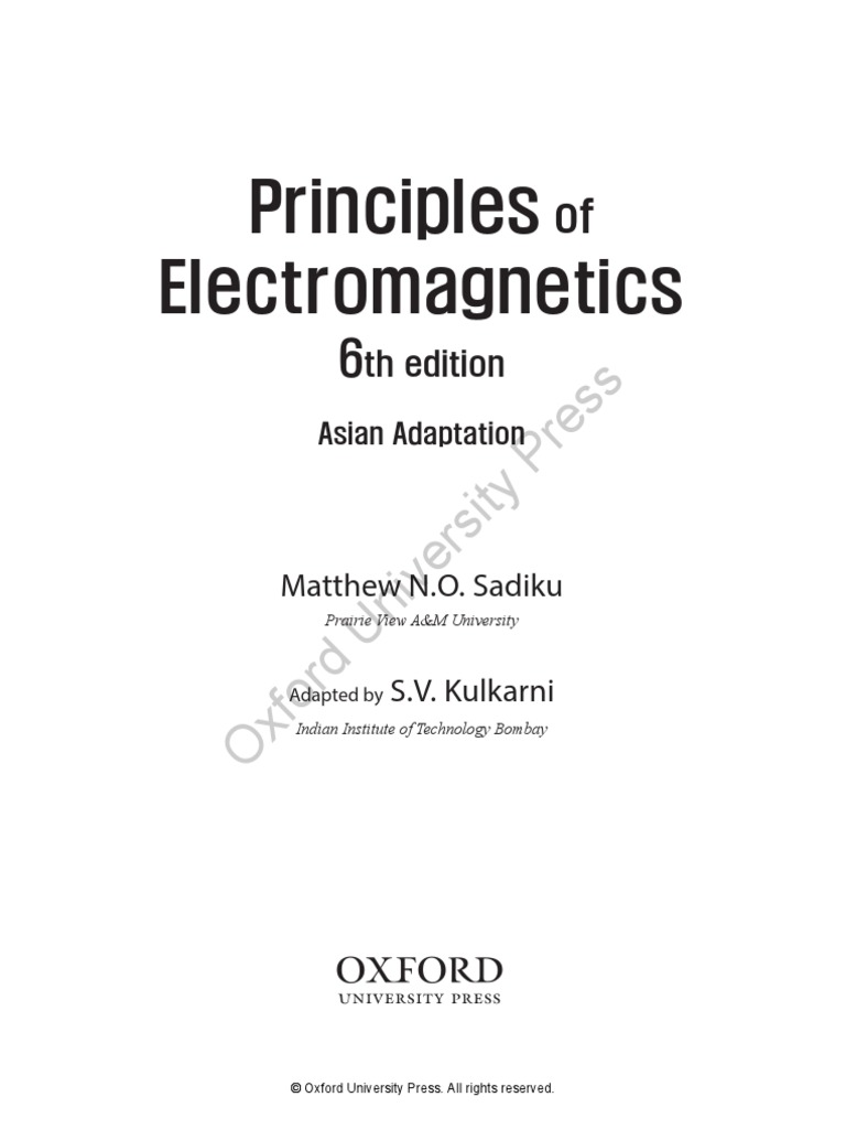 Principles Electromagnetics: Press | PDF | Metamaterial | Mathematical ...