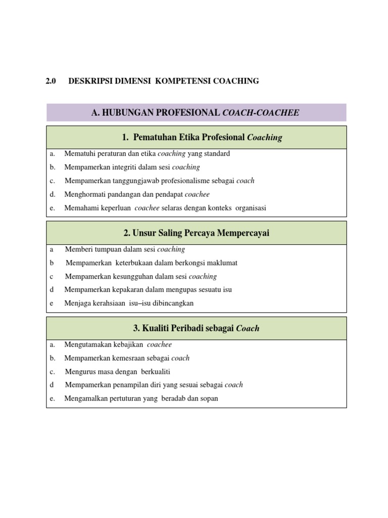 Dimensi Kompetensi Coaching | PDF