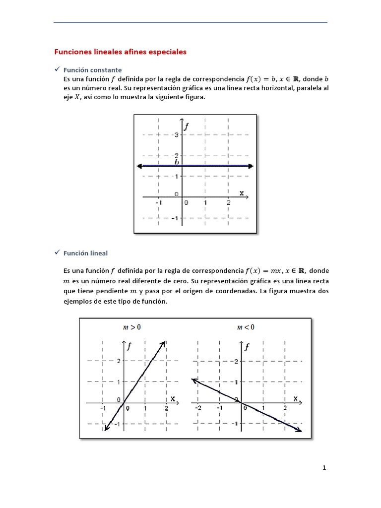 Funciones Lineales Afines Especiales | PDF | Pendiente | Función ...