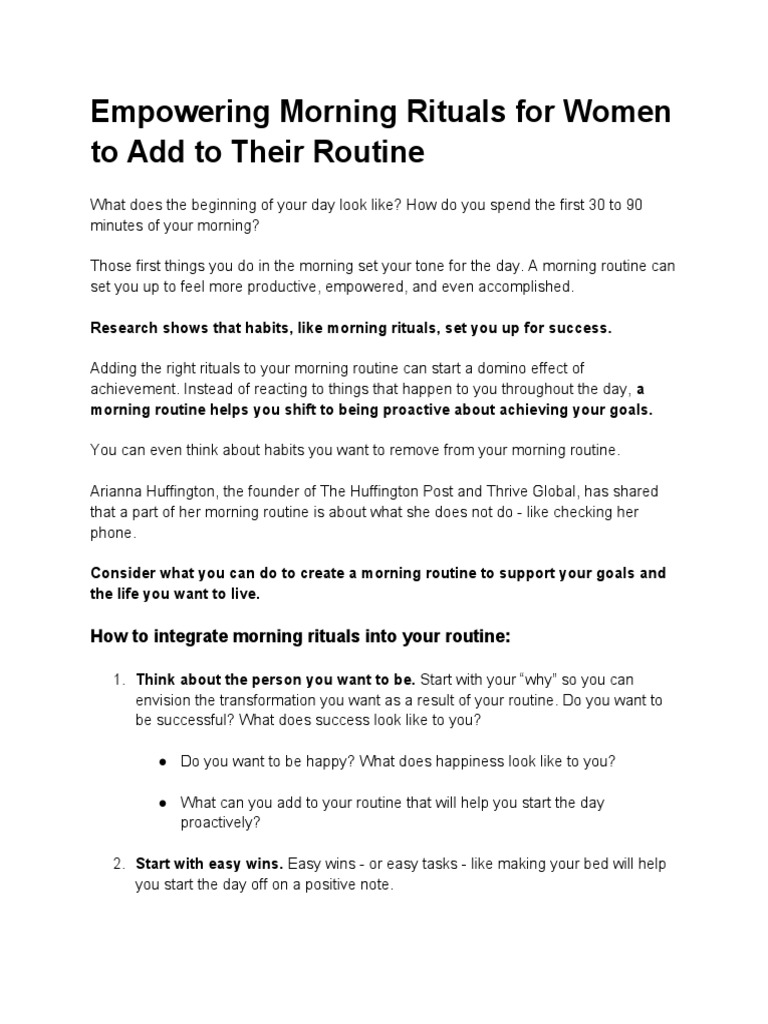 Empowering Morning Rituals For Women | PDF | Psychological Concepts ...