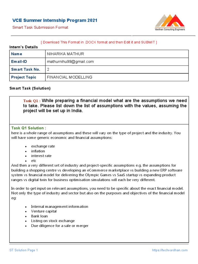VCE Summer Internship Program 2021 | PDF | Cash Flow Statement | Investing