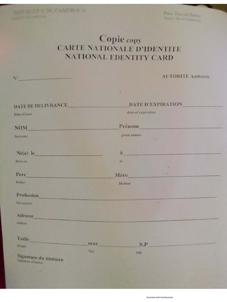 Formulaire Copie de Cni | PDF