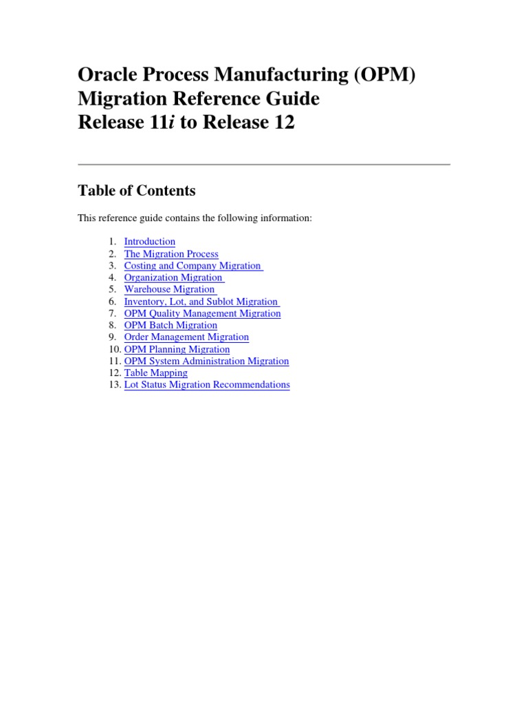 OPM Table Mappings From 11i To R12 | PDF | Oracle Database | Inventory