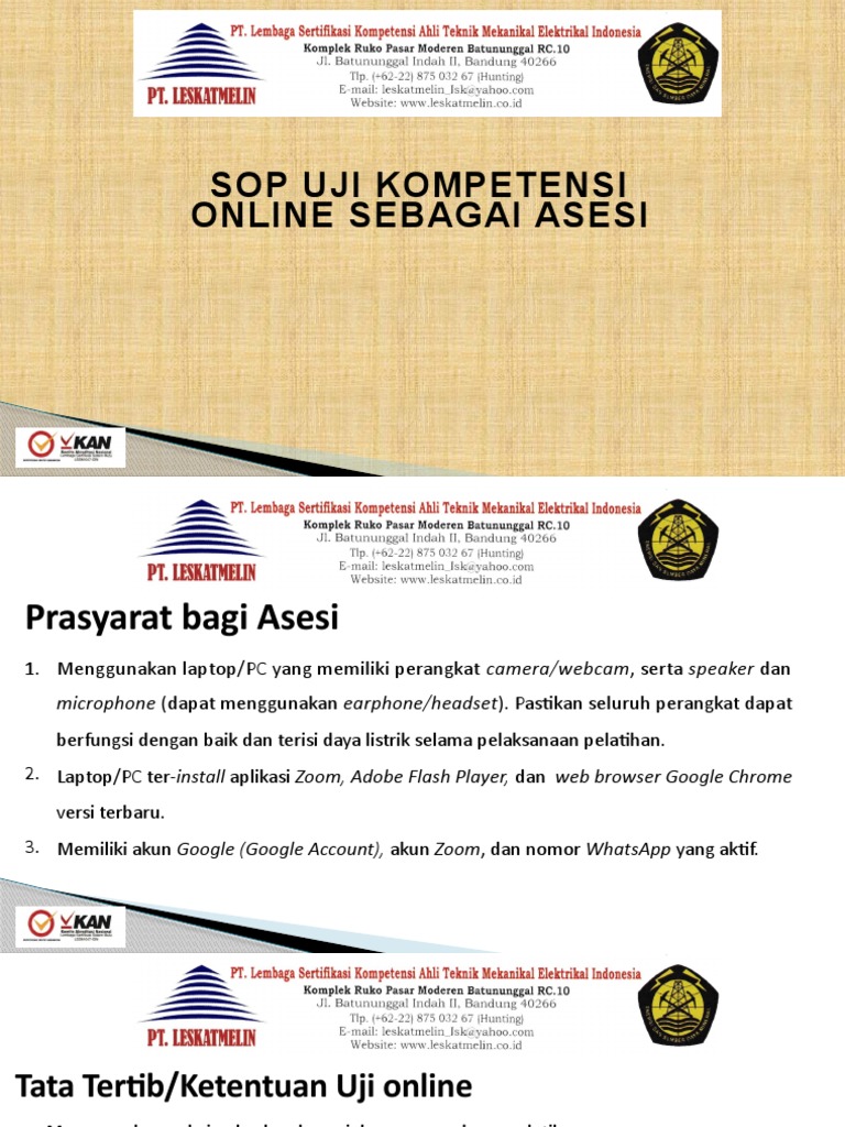 SOP Uji Kompetensi Online Asesi | PDF