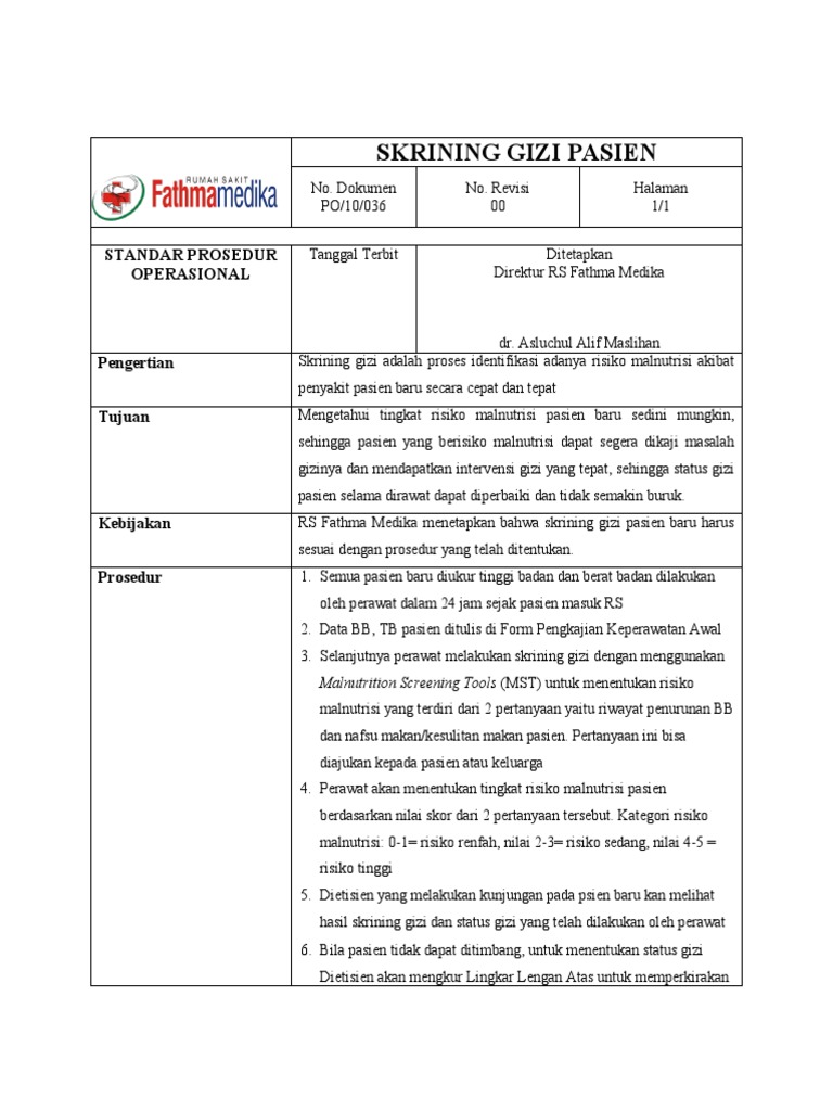Spo Skrining Gizi Pasien | PDF