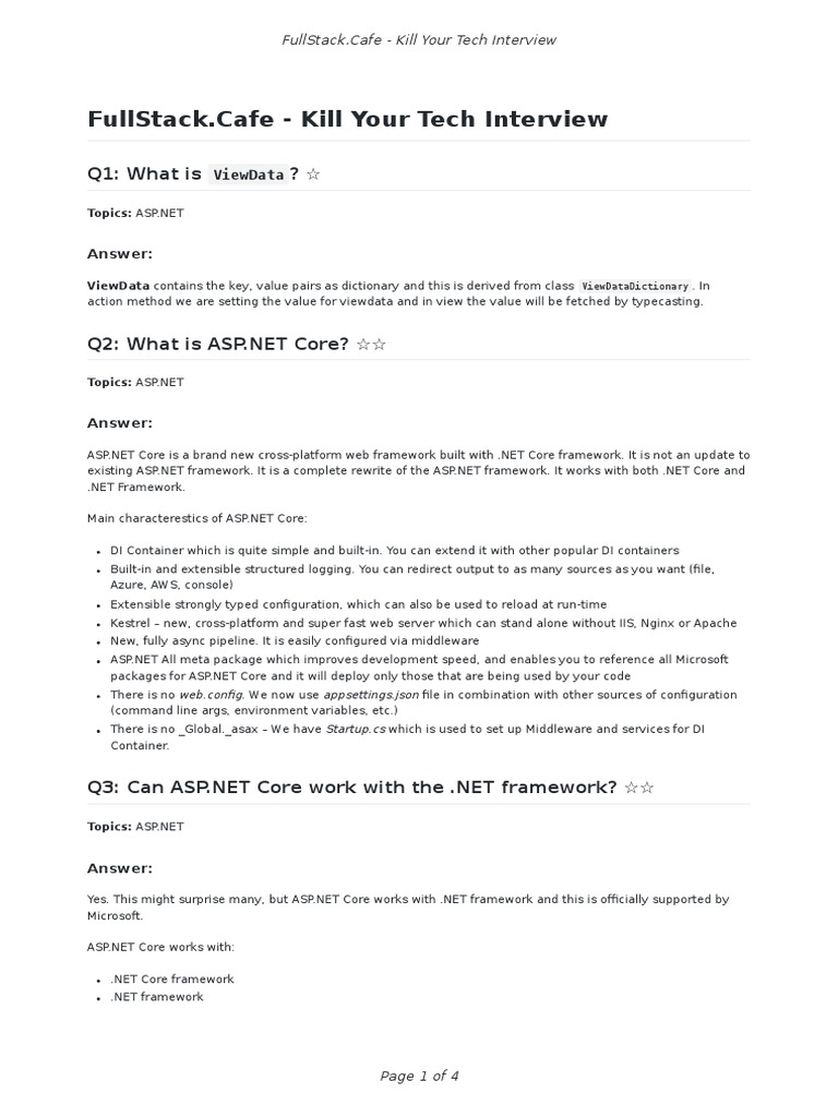 Fullstack - Cafe - Kill Your Tech Interview: Q1: What Is ? | PDF | Web ...