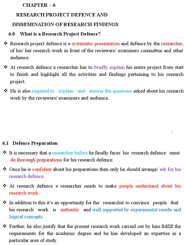Research Project Defence and Dissemination of Research Findings 6.0 ...