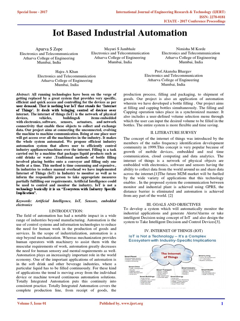 Iot Based Industrial Automation IJERTCONV5IS01099 | PDF | Internet Of ...