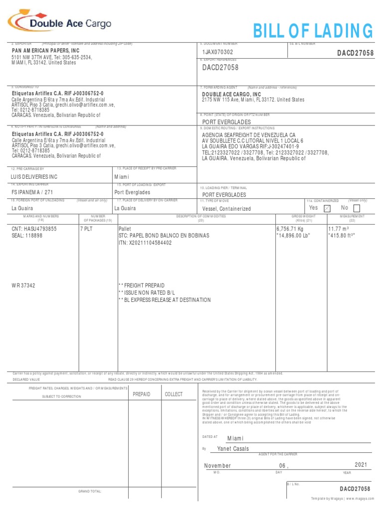 - Bill of Lading v1 - Master-comprimido | PDF | Cargo | Bill Of Lading