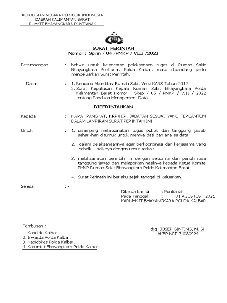 Surat Perintah Mutu | PDF