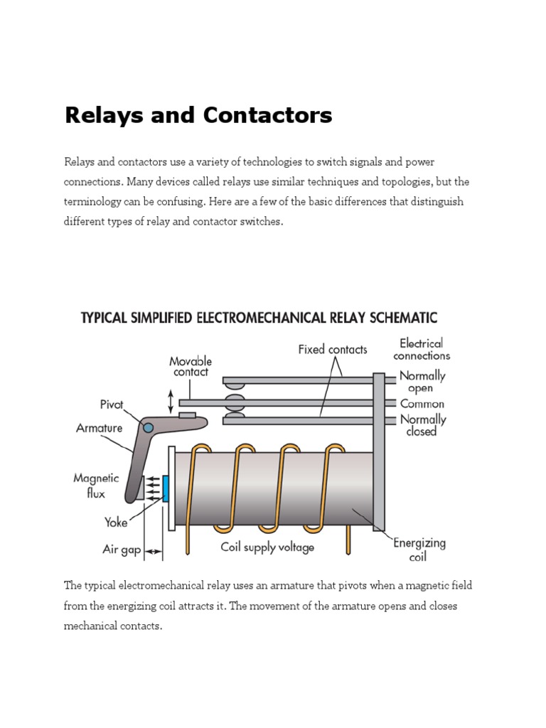 Relays Contactors Difference | PDF | Relay | Switch
