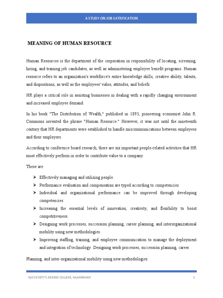 Job Satisfaction Project 4 Chapters Pdf Job Satisfaction Human