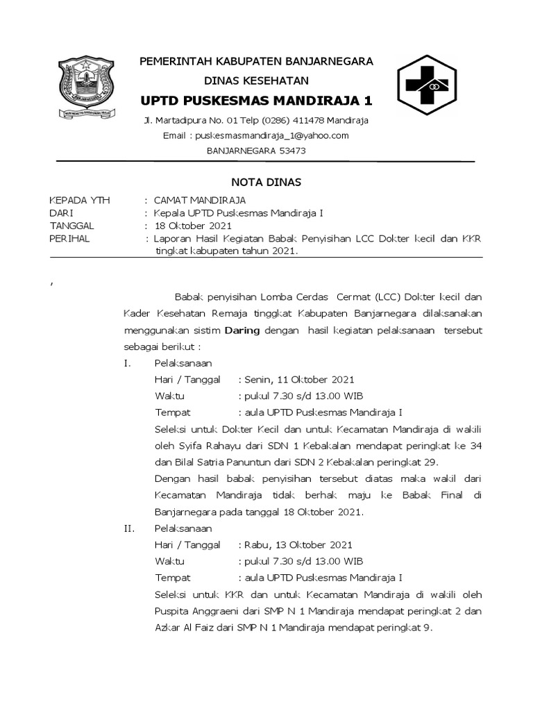 Nota Dinas Lomb KKR 2021 | PDF