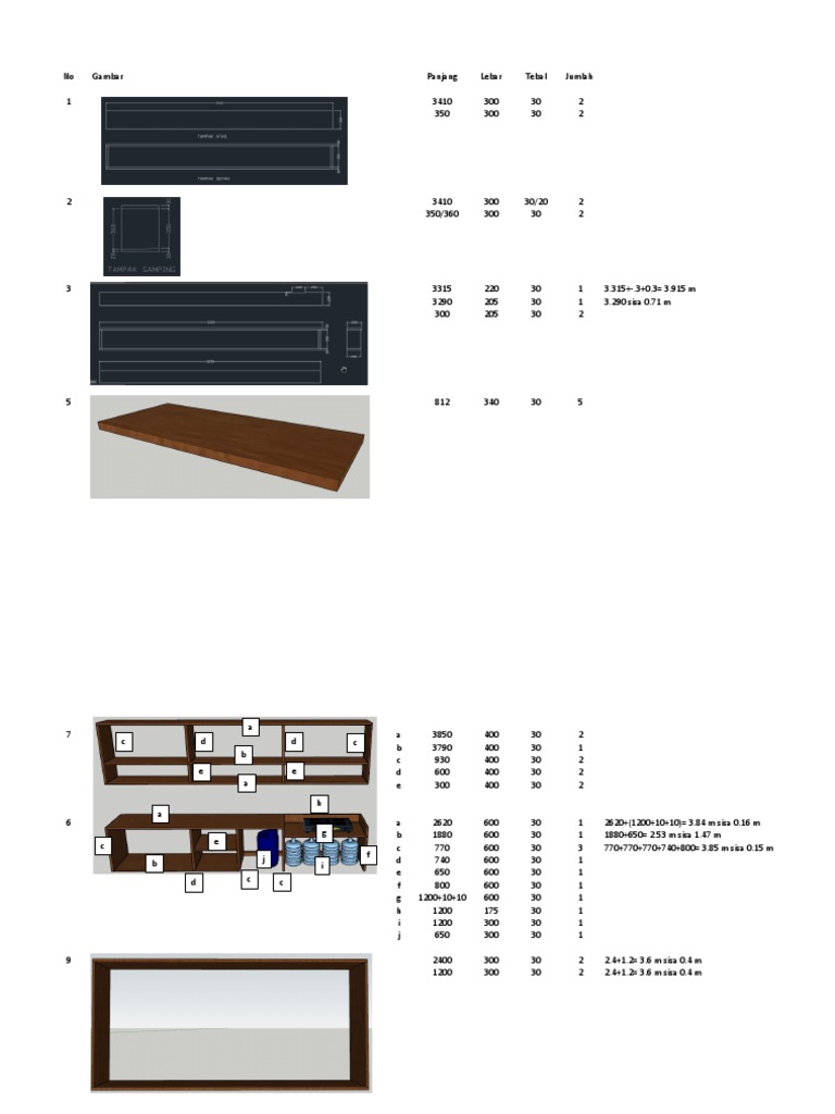 Cutting List Kayu | PDF