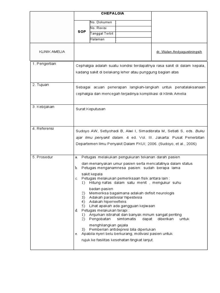 Sop Chepalgia | PDF | Pengembangan Diri