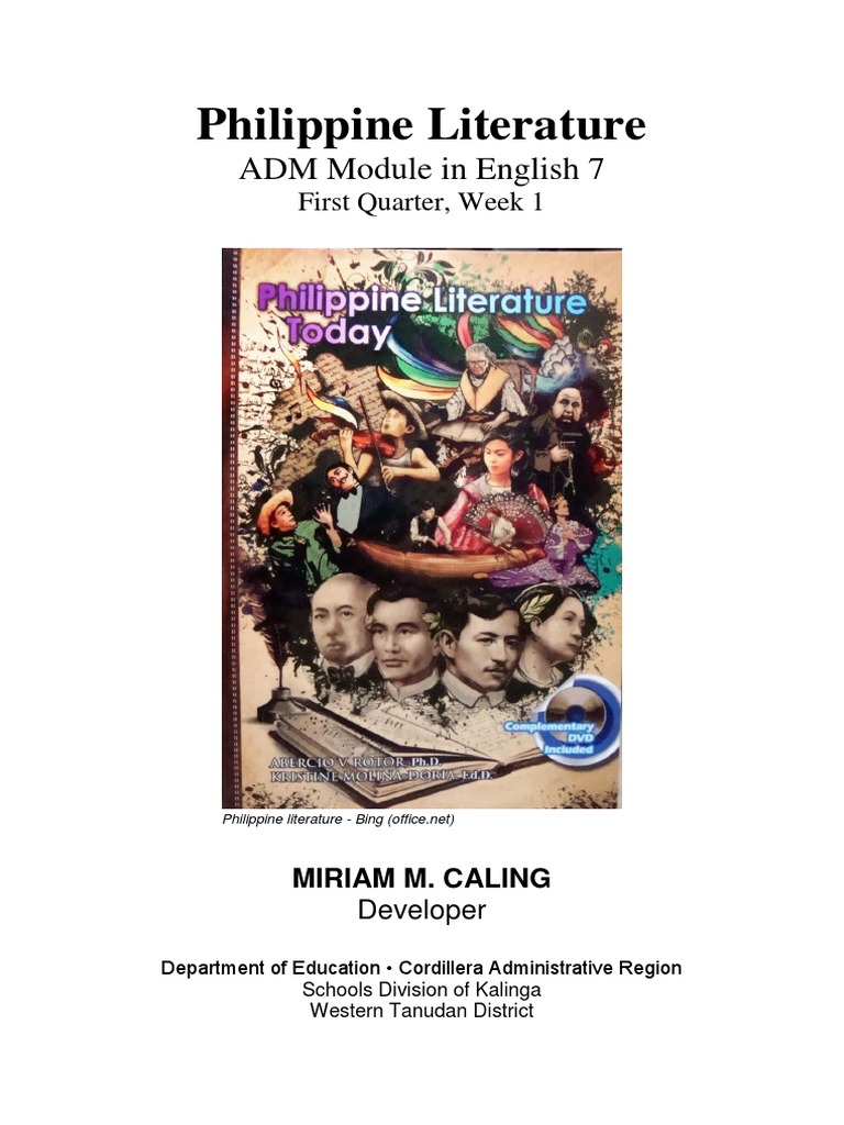 Passed 314-11-19 Kalinga Philippine Literature ADM Module in English 7 ...