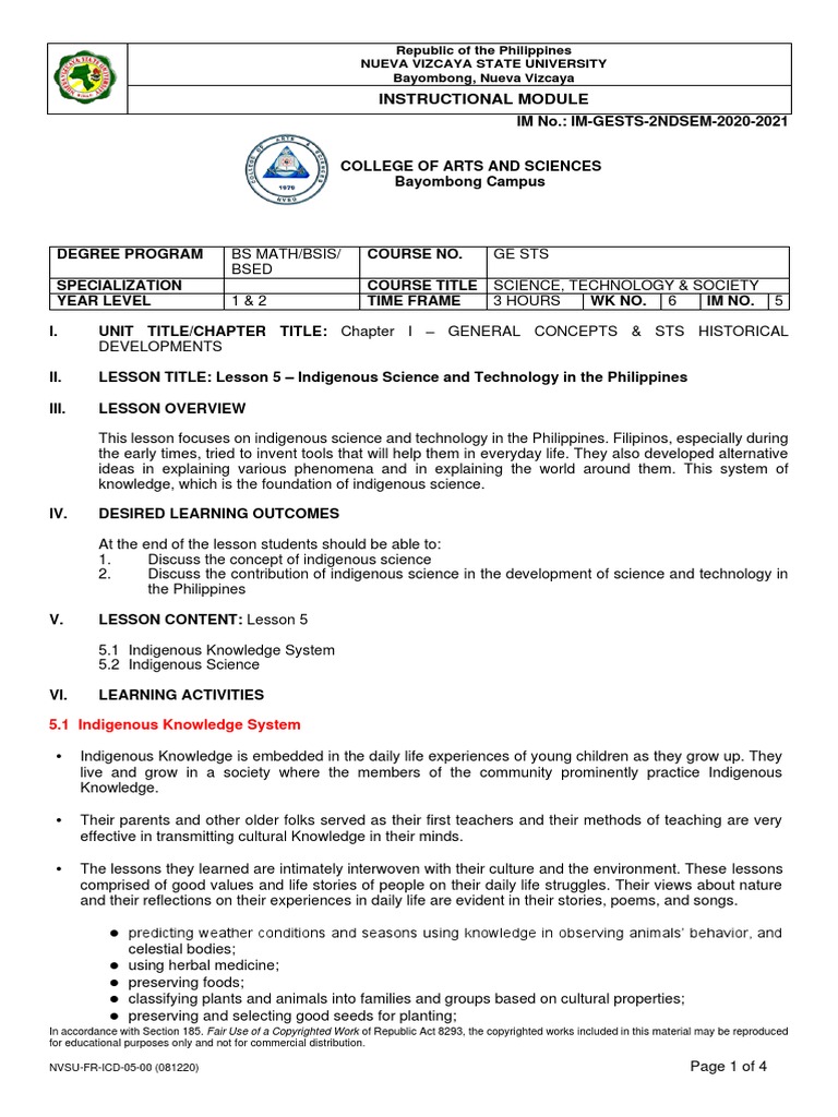 Module No. 5 - GE STS - 2nd Sem AY 2020-2021 | PDF | Science | Attitude (Psychology)