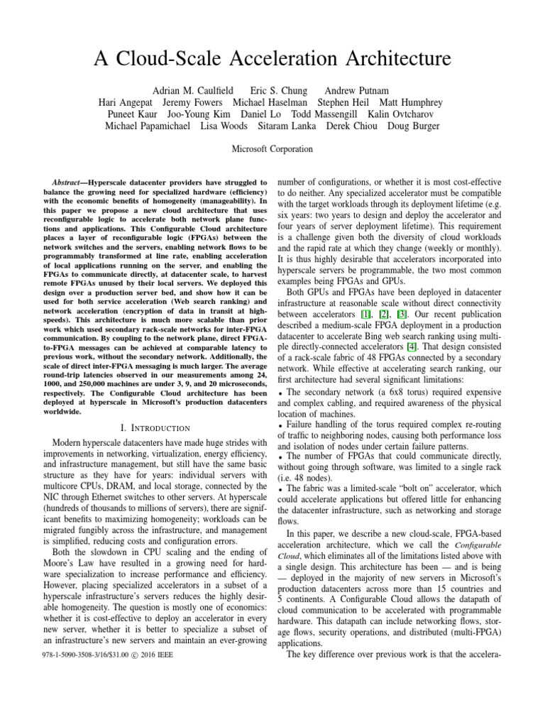 A Cloud-Scale Acceleration Architecture: Ntroduction | PDF | Field ... A Cloud-Scale Acceleration Architecture: Ntroduction | PDF | Field ...