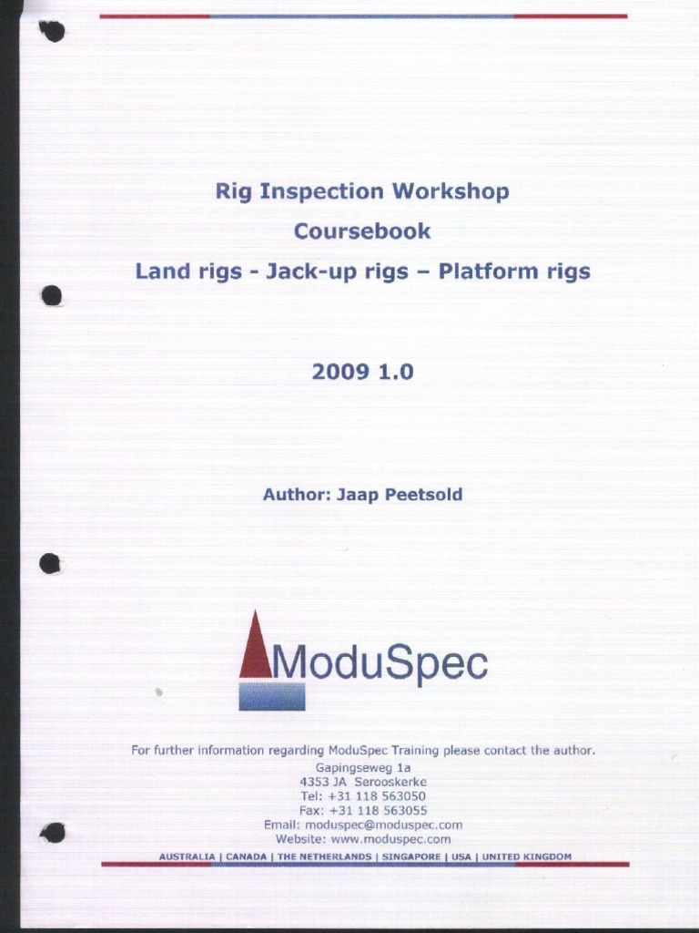 01-Rig Inspection Workshop (Coursebook) | PDF