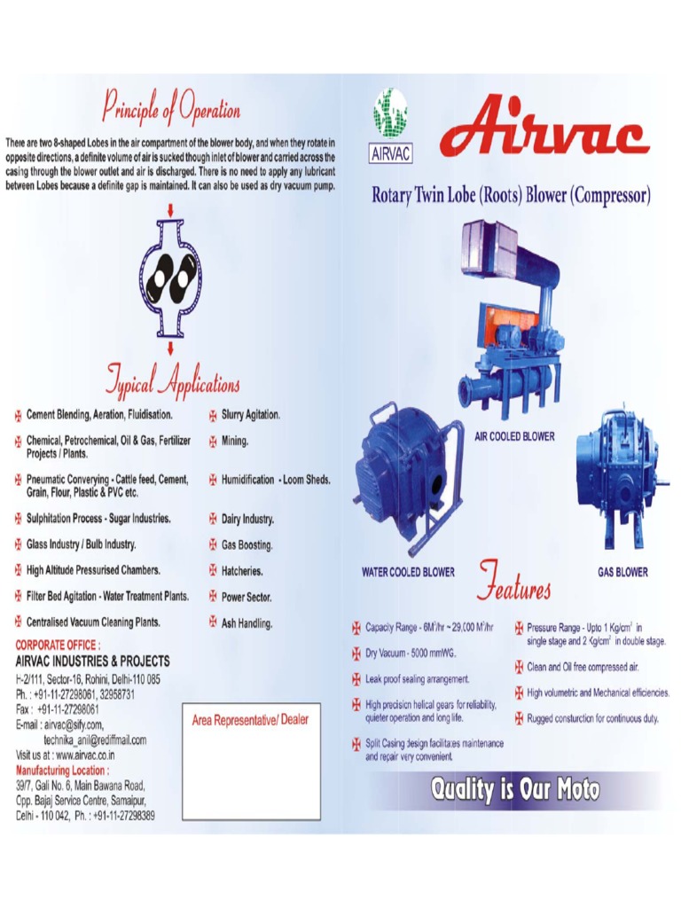 Airvac Blower Catalogue | PDF