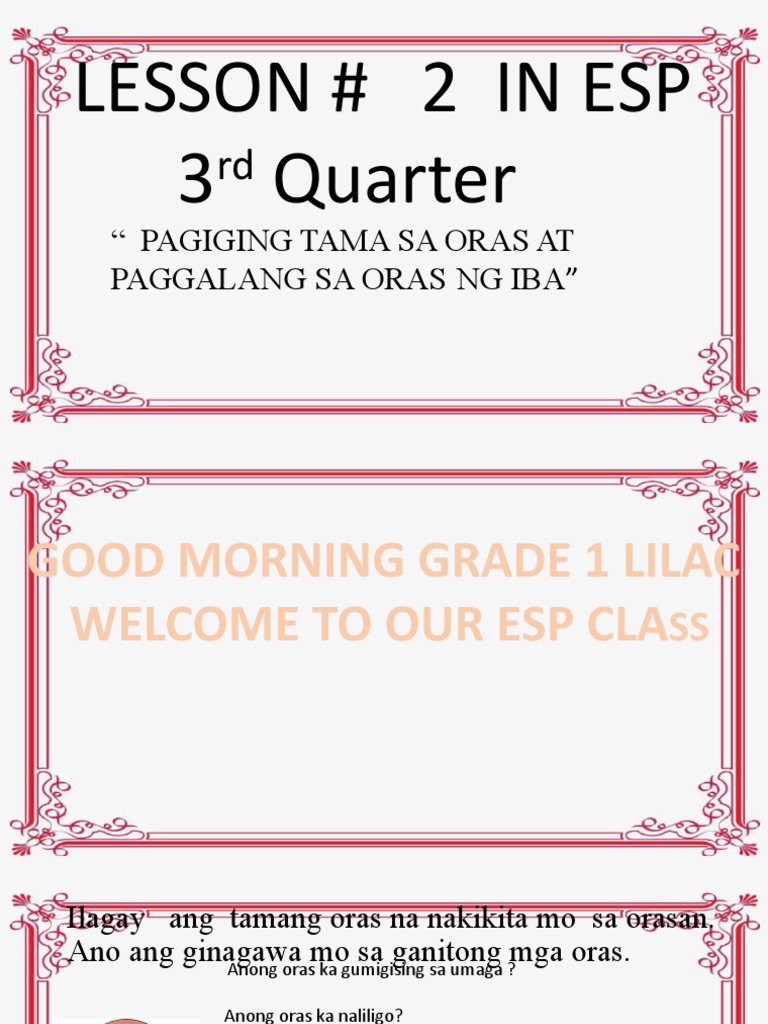 Lesson 3 Paggamit Sa Oras | PDF