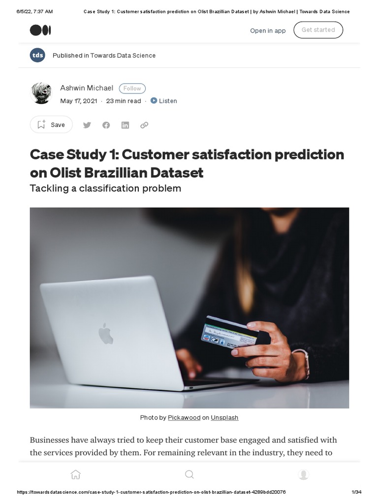 Case Study 1 - Customer Satisfaction Prediction On Olist Brazillian ...