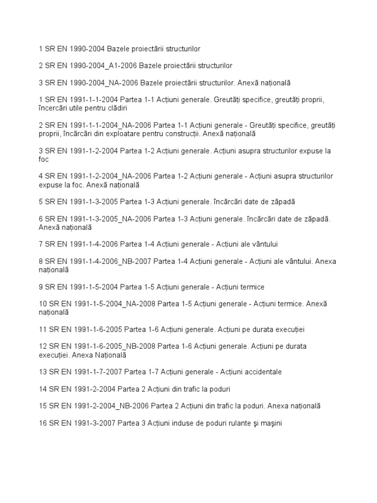 Lista STAS-URI Constructii | PDF