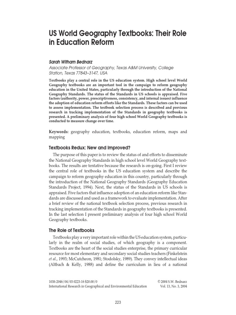US World Geography Textbooks - Their Role in Education Reform | PDF ...
