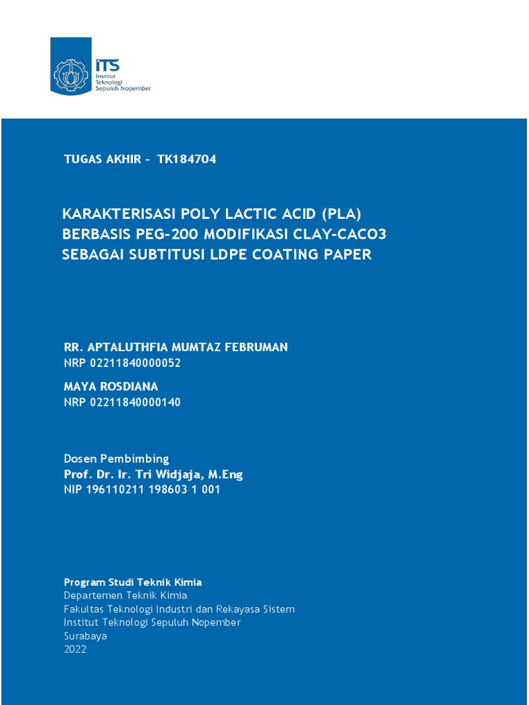 Characterization of Poly Lactic Acid (PLA) Based Films Modified with ...